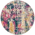 SAFAVIEH Madison Ivory Abstract Area Rug, Ivory/Blue, 6'7" x 6'7" Round ...