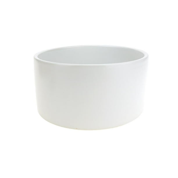 Matte Wide Round Cylinder Ceramic Pot, White, 8-Inch - Walmart.com ...