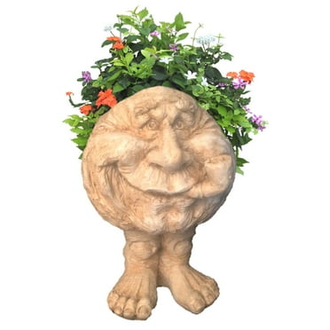 Homestyles Antique White Grumpy the Muggly Face Humorous Statue Planter ...