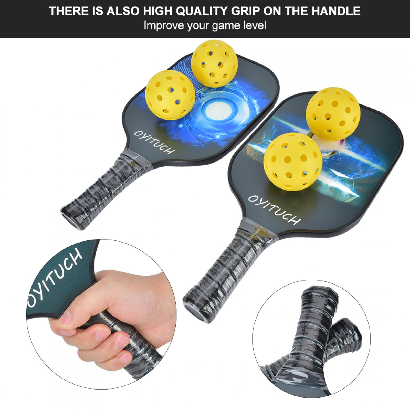 Qiilu Professional Carbon Fiber Outdoor Sport Portable Pickleball ...