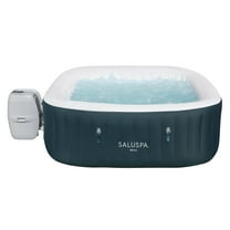 SaluSpa 77" x 26" Hollywood Luxe AirJet 6 Black Waves Round Portable Hot Tub with 6 Seats with ...