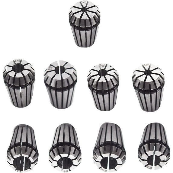 waltyotur ER16 Spring Collet Set 1/8 In to 3/8 In 9-Pack for CNC ...