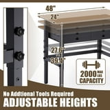 48" Workbench with Pegboard and Drawers, Dextra Height Adjustable ...
