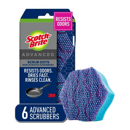 Scotch-Brite Scrub Dots Advanced Antibacterial Non-Scratch Scrubbers, 6 ...