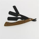 Wooden Handle Black Chic Straight Barber Steel Razors Shaving Folding ...