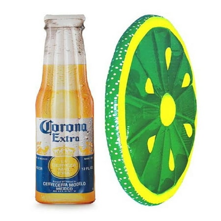 Corona Beer Bottle 68.5" x 22" Inflatable Pool Float Mat + Lime Slice ...