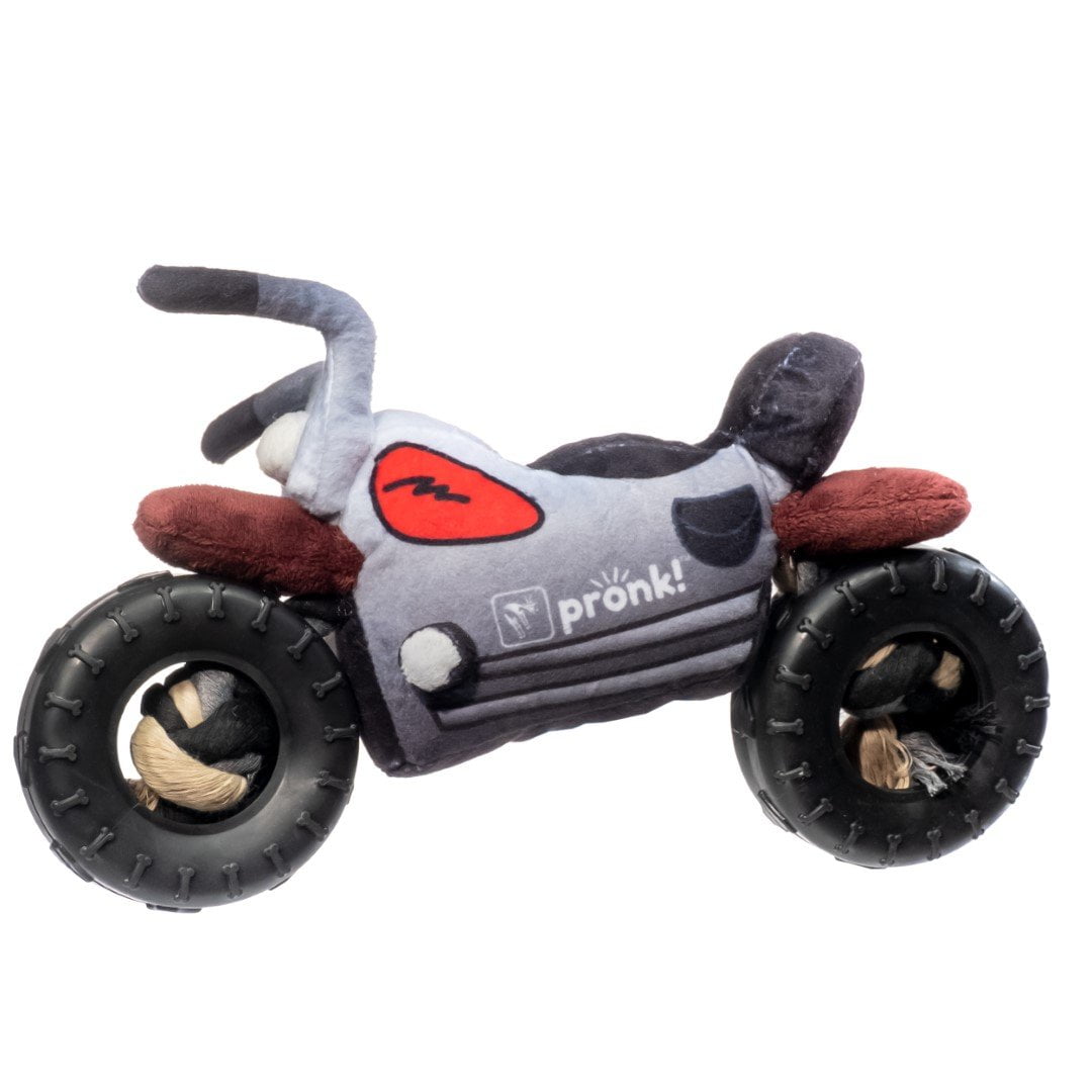 Pronk! Motorcycle Biker Hog 12.5-Inch Durable Soft Plush Squeaky Rope ...