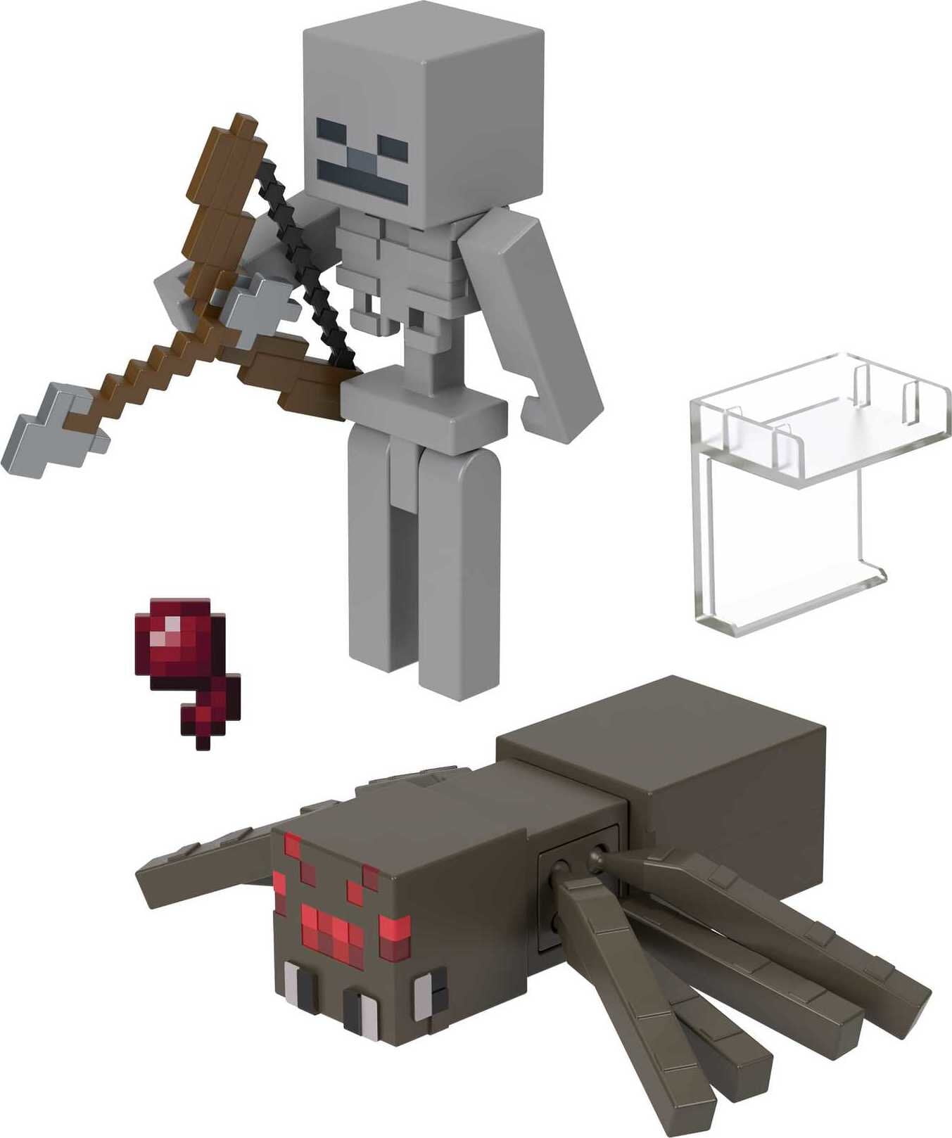 Minecraft Skeleton Spider Jockey Action Figures & Accessories 2-Pack, 3 ...