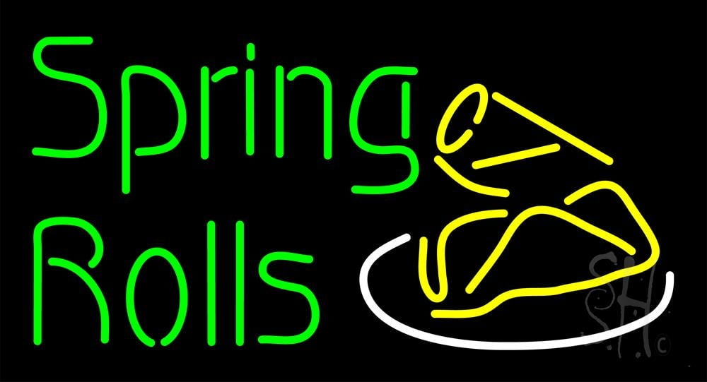 Spring Rolls LED Neon Sign 20 x 37 - inches, Black Square Cut Acrylic ...