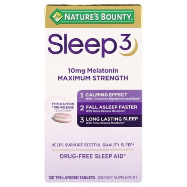 Nature's Bounty Sleep3 Tri-Layer Tablets, 100% Drug-Free Sleep Aid with ...