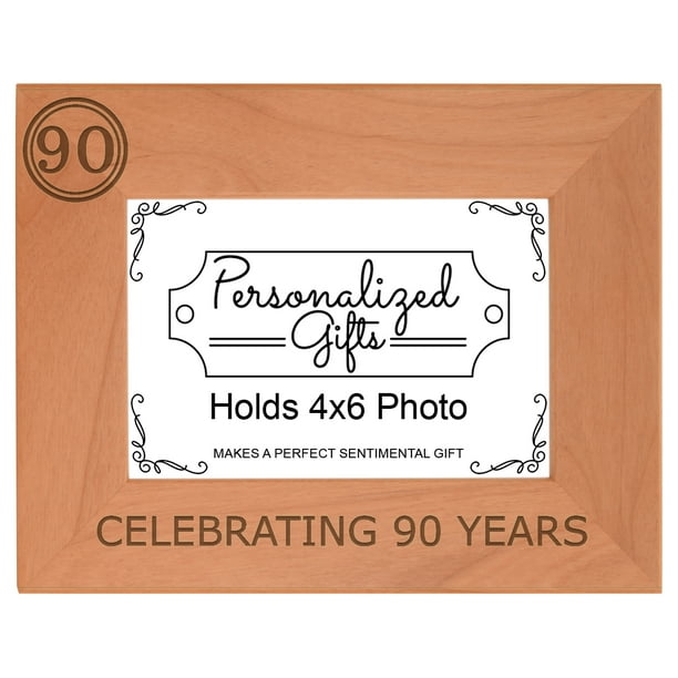 ThisWear 90th Birthday Gift Celebrating 90 Years Wood Laser 4x6 ...