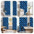 Blue and Black Wavy Checkered Pattern Blackout Curtains,Triple Weaved ...