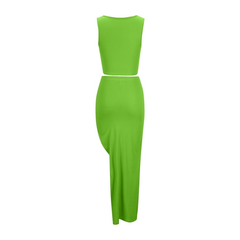 Kaemgyyd Two Piece Maxi Skirt Sets for Women Bodycon High Kaemgyyd Two Piece Maxi Skirt Sets for Women Bodycon High