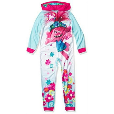 Trolls Girls' Pajama Onesie, Kids' Exclusive Blanket Sleeper, Sizes 4 ...
