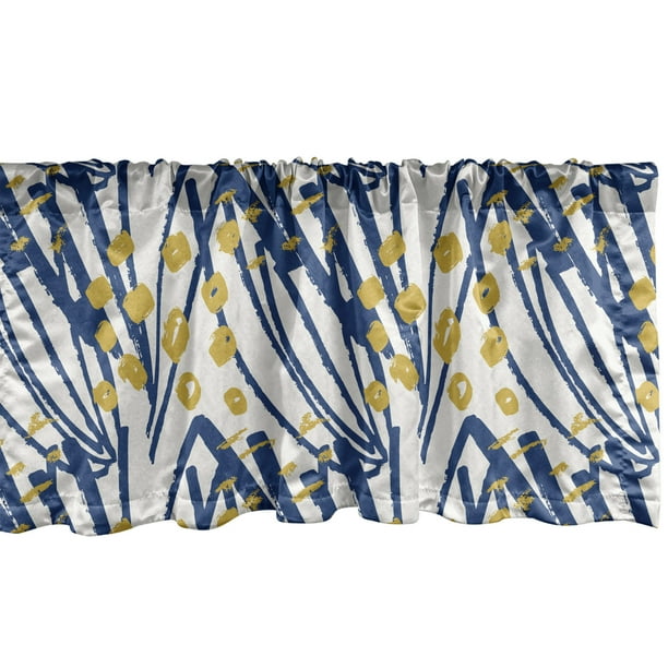 Mustard Window Valance Pack Of 2 Brush Strokes Drawn Modern Abstract