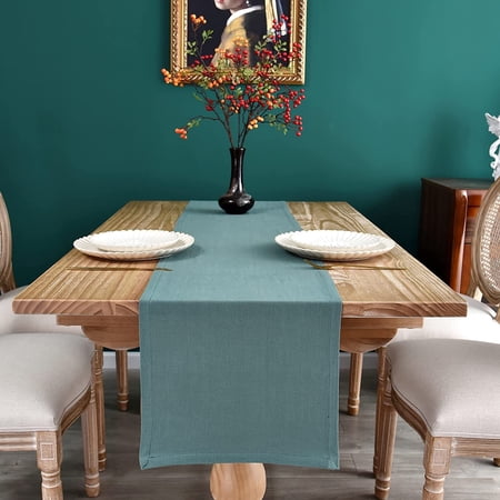 Dedang Light Green Linen Table Runner 120 inches Long,Rustic Farmhouse ...