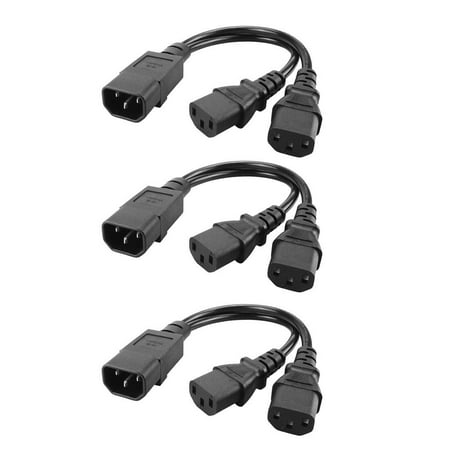 3Pieces -Cable IEC320-C14 to 2C13 Power Cord Convertor Dual-pin ...