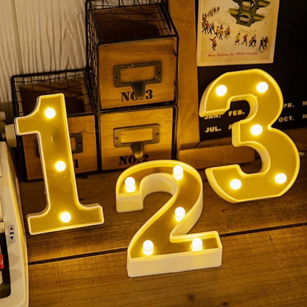 Gold Marquee Letters 5 LED Numbers Light LED Light Up Letters Warm ...