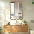 Noble House 24x36 Inch Wavy Rectangle Wall Mirror, Solid Wood ...