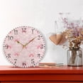 10" Artistic Round Wall Decorative Desk Clock Pink Bow Pattern Wall ...