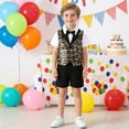 Boys Suit British Style Collared Short Sleeve Shirt Shorts Vest 3 Piece ...