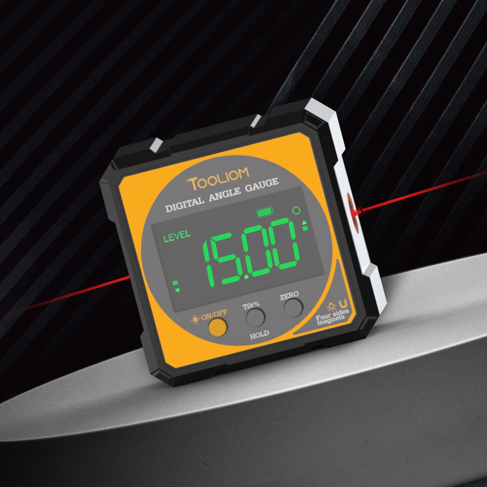 TOOLIOM Digital Angle Finder with Dual Electronic Laser 4-side Strong Magnetic Angle Gauge Type ...