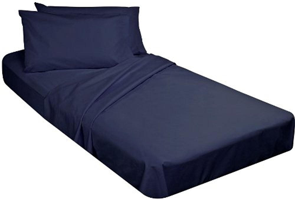 College Dorm Cotton Twin Extra Long 4 Piece Sheet Set Navy Walmart