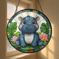Charming Hippo Glass Suncatcher, Stained Glass Effect Window Art ...