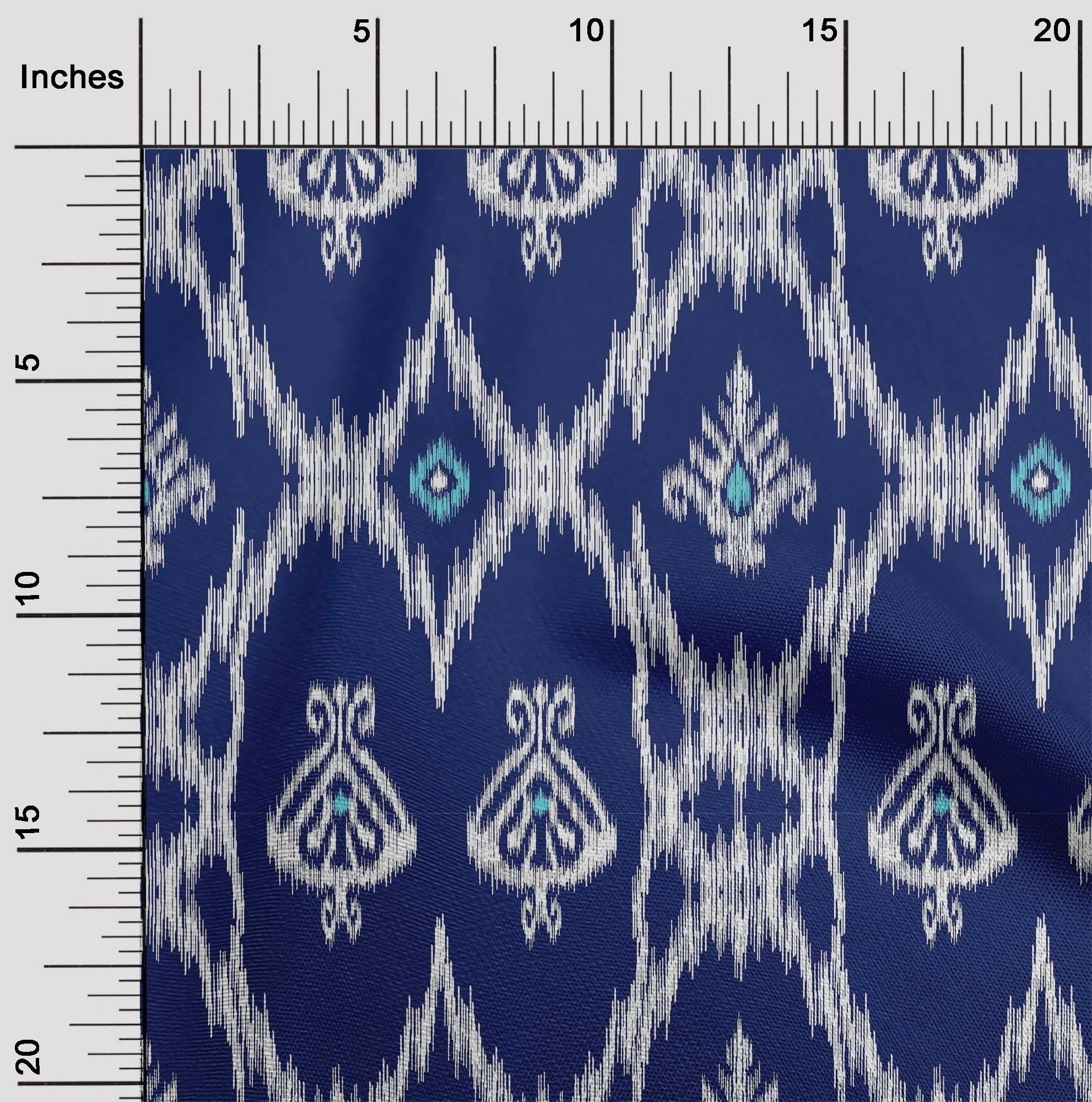 oneOone Organic Cotton Poplin Twill Fabric Geometric Ikat Printed ...