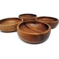 RRFDWQ-Acacia Wood Hand-Carved Small Bowls Round 4'' Set of 4 for ...