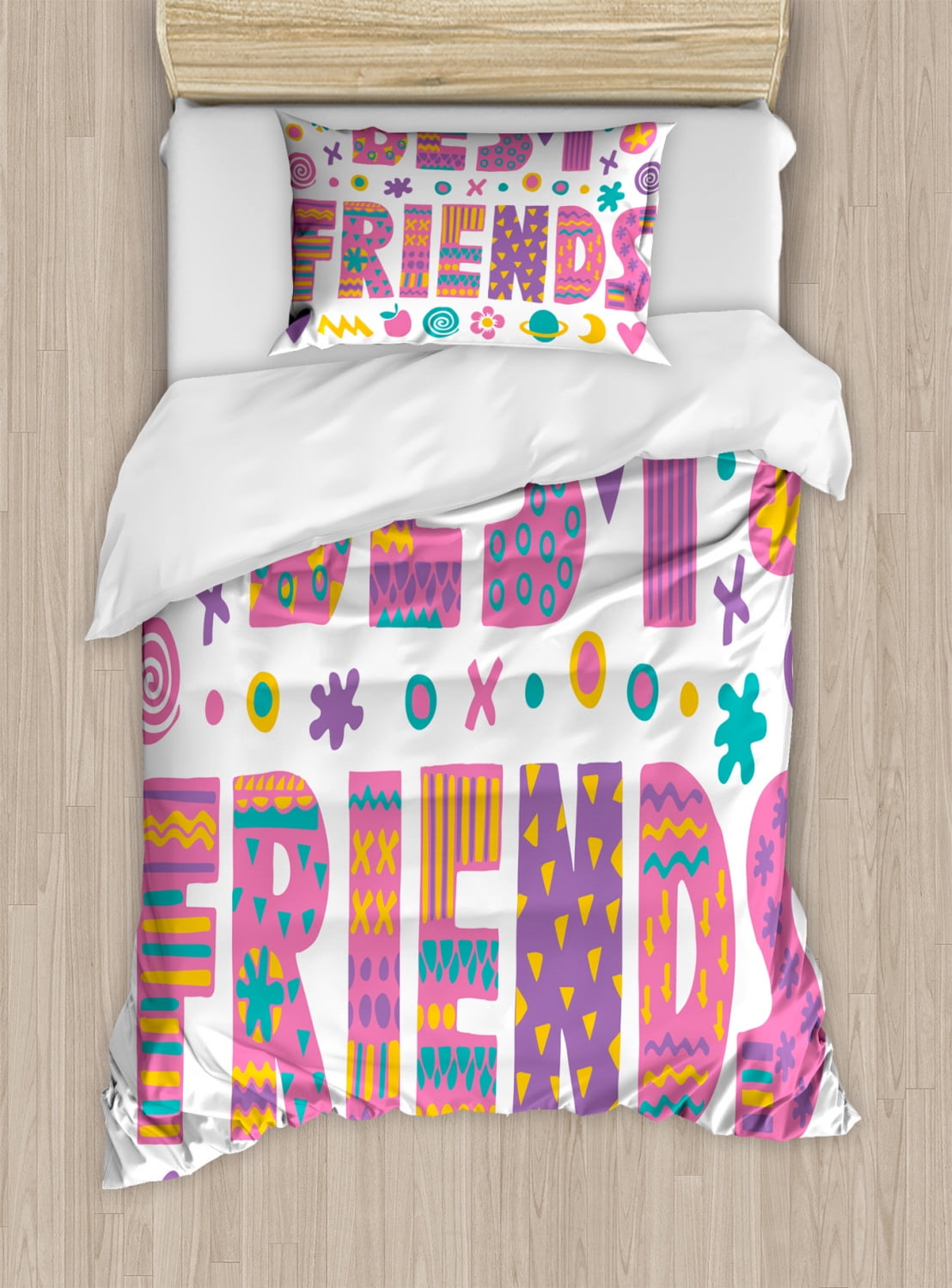 Best Friend Duvet Cover Set Twin Size, 90's Style Best Friends ...