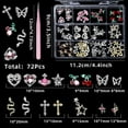 72 Pcs 3D Nail Rhinestones Charms Diamonds Metal Nail Jewelry Cherry ...