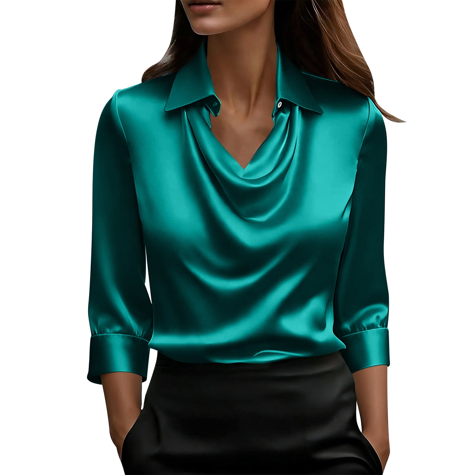 Click here for Ltctricy Womens Satin Silk Blouses Dressy 3/4 Slee... prices