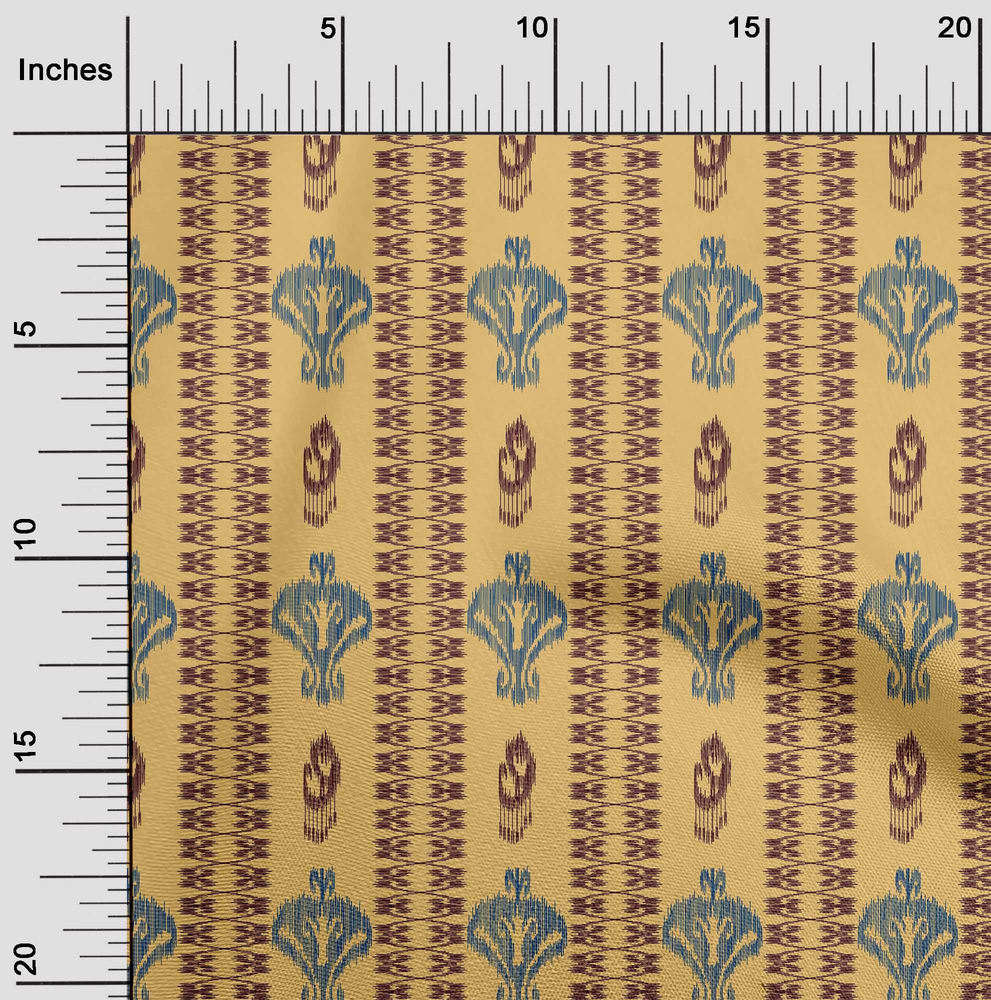 oneOone Organic Cotton Poplin Twill Fabric Swirl & Paisley Ikat Print ...