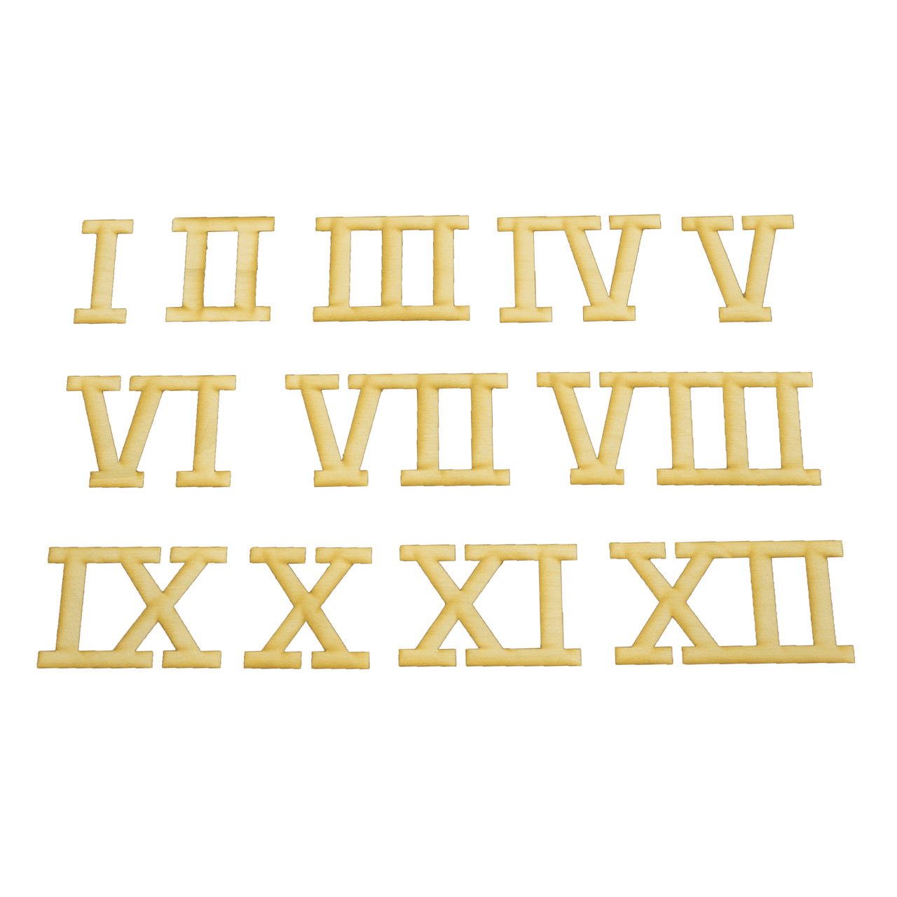 Unfinished Wood Clock Number Set in Roman Numerals (4 inch Tall, 1/4 ...