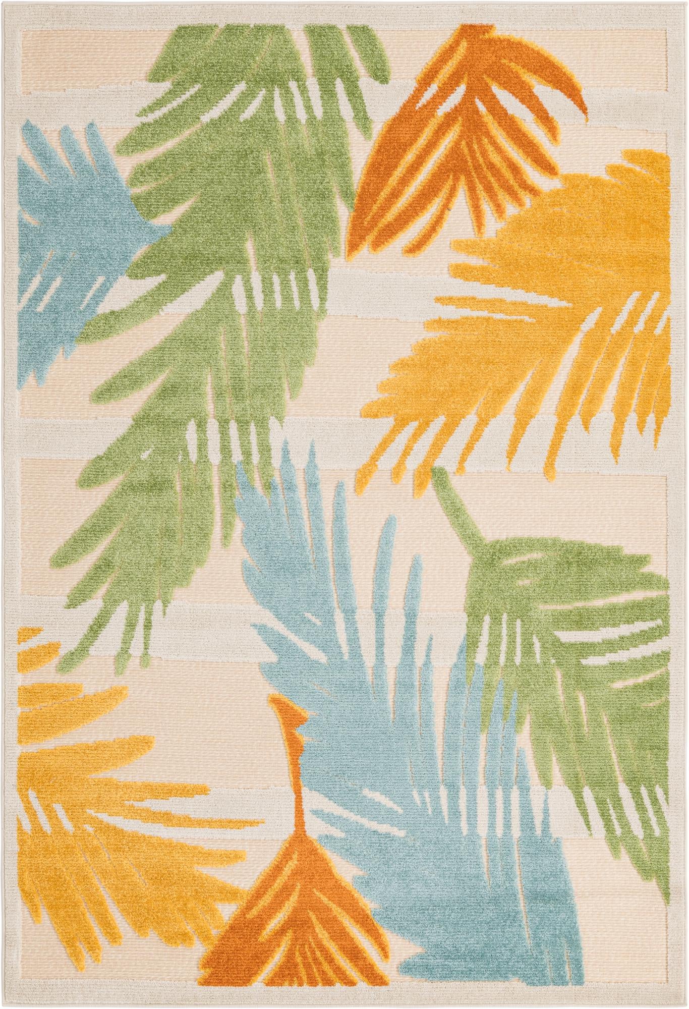 Rugs.com Aruba Outdoor Collection Rug – 5' 3 x 8' Beige Low-Pile Rug ...