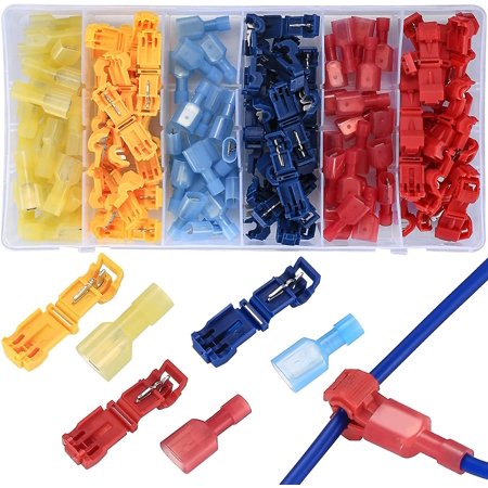 120 Pieces Electrical Lugs Crimp Kit (60 T-tap Tap Connector, 60 Flat ...