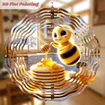 2D flat, an iron wind chime, bee pouring honey on pancakes hanging ...