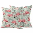 Pink Flamingo Animal Tropical Plant Waterproof Throw Pillow Covers Set ...