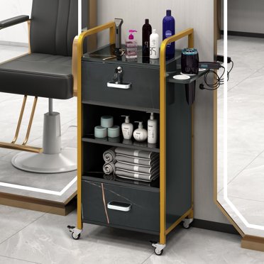 Salon Storage Station, Barber Salon Station with 2 Drawers, 2 Storage ...