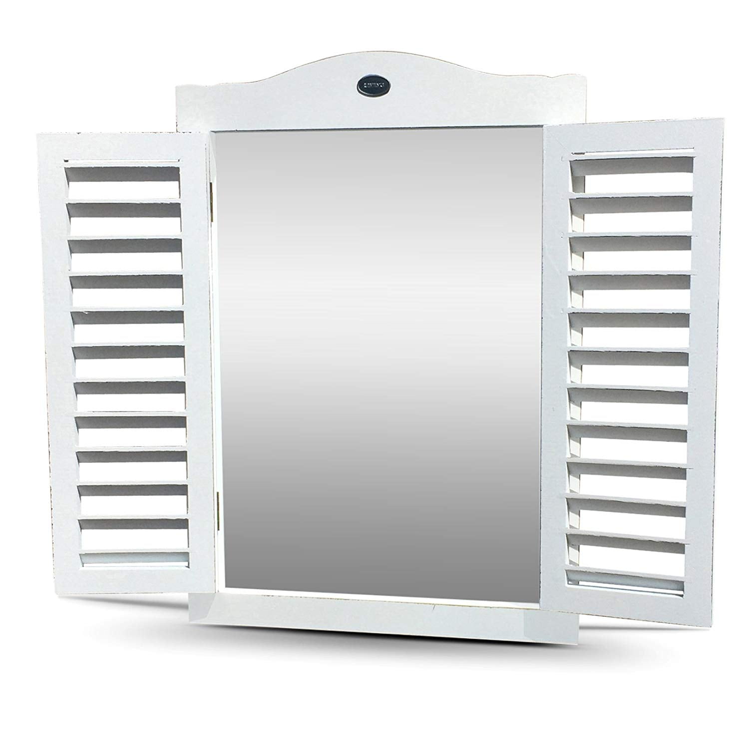 Stockbridge Farmhouse Shutter Mirror, Brass Hardware, Distressed Rustic ...