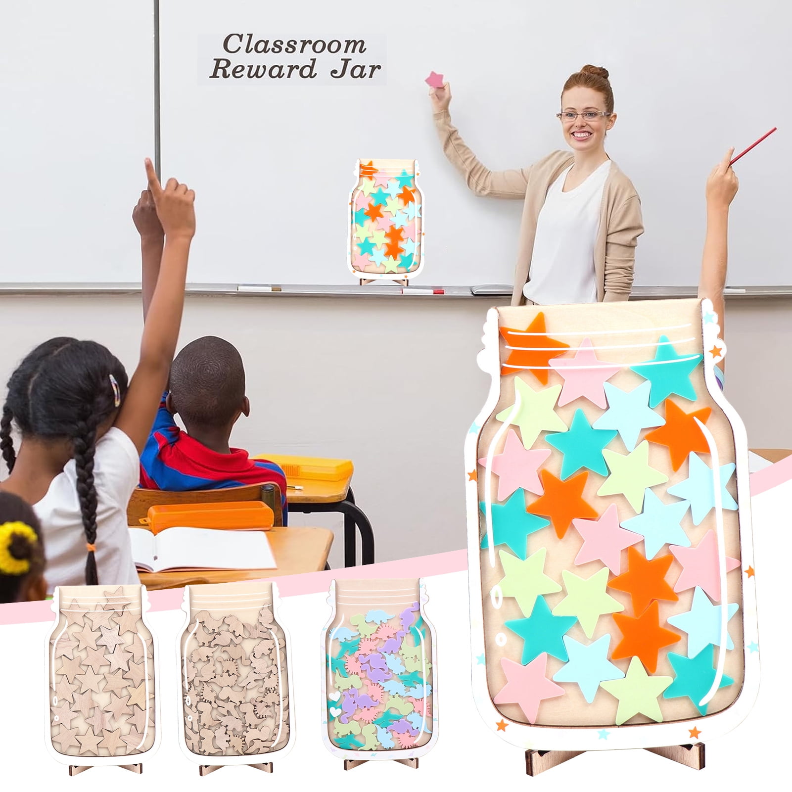 Riguas 1 Set Wooden Reward Jar Fun Toddler Reward System Encourage ...