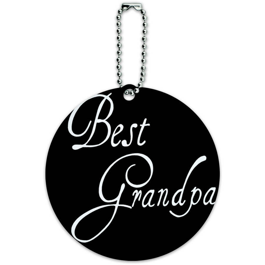Best Grandpa Round Luggage ID Tag Card for Suitcase or Carry-On ...