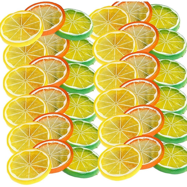 36 Pieces Of Plastic Lemon Slices, Artificial Fake Lemon Props ...