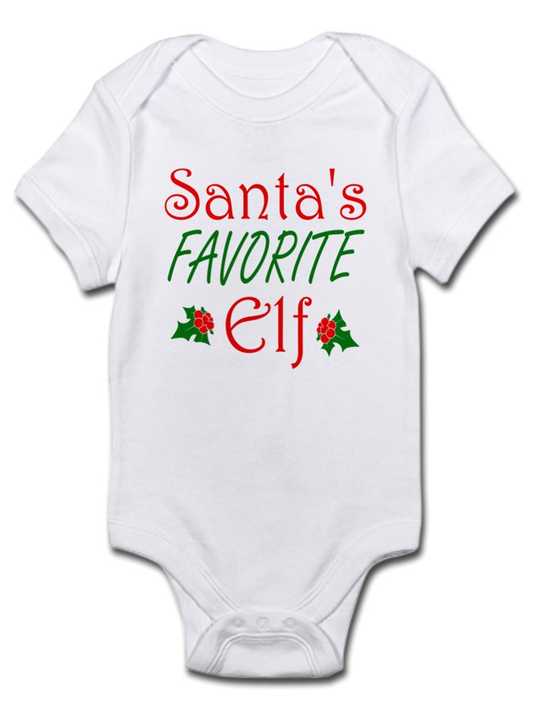 CafePress - Santas Favorite Elf Body Suit - Baby Light Bodysuit ...
