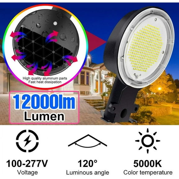 IQ America DT2002 Dusk-to-Dawn Security Flood Light w Timer, 2100 Lumen ...