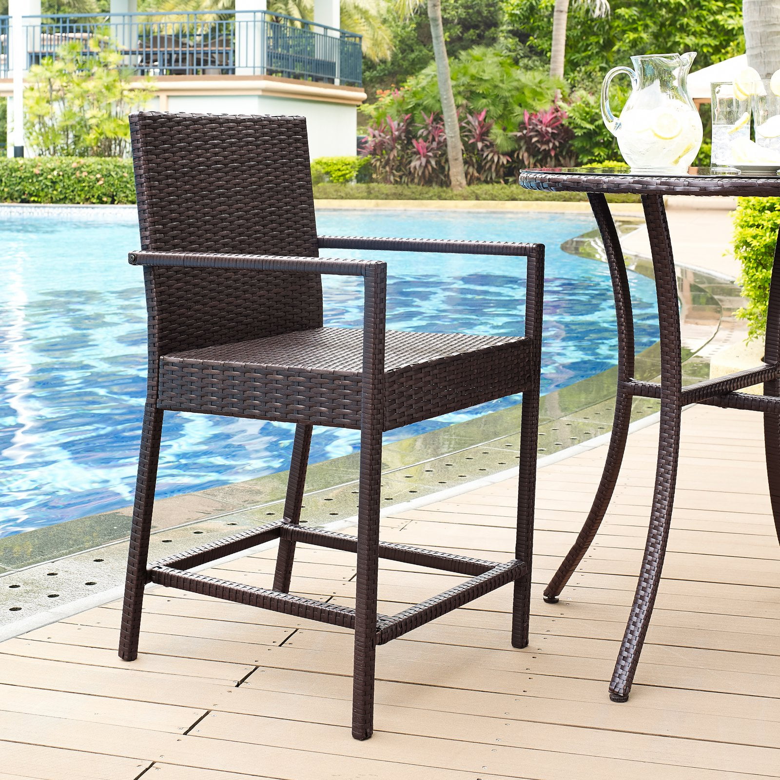 Crosley Palm Harbor Outdoor Wicker Bistro Stool, Set of 2 - Walmart.com