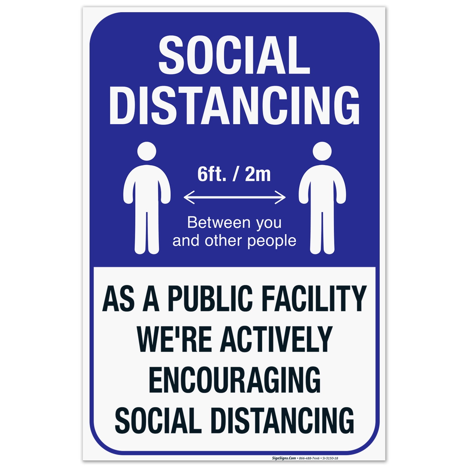 Social Distancing Sign, Keep Social Distancing 6 Feet, 24x36 Corrugated ...