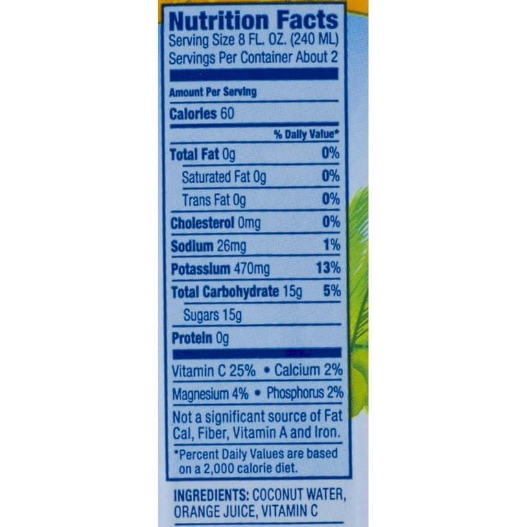 One Coconut Water Nutrition Facts