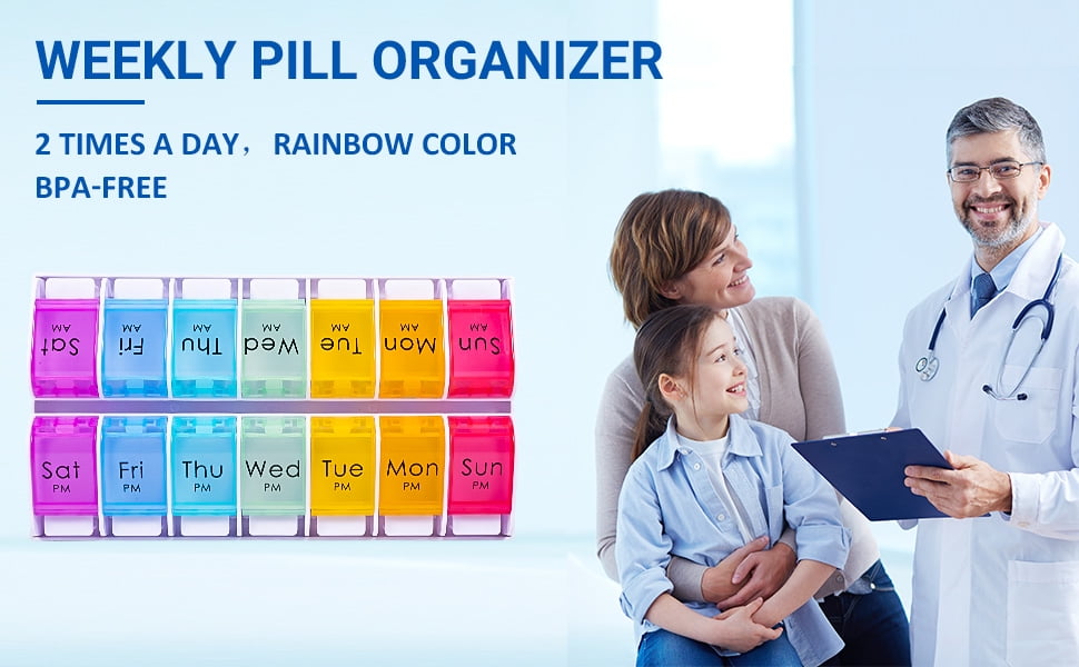 Buy 7 Days AM PM Pill Organizer - 2 Times a Day Large Weekly Pills Case ...